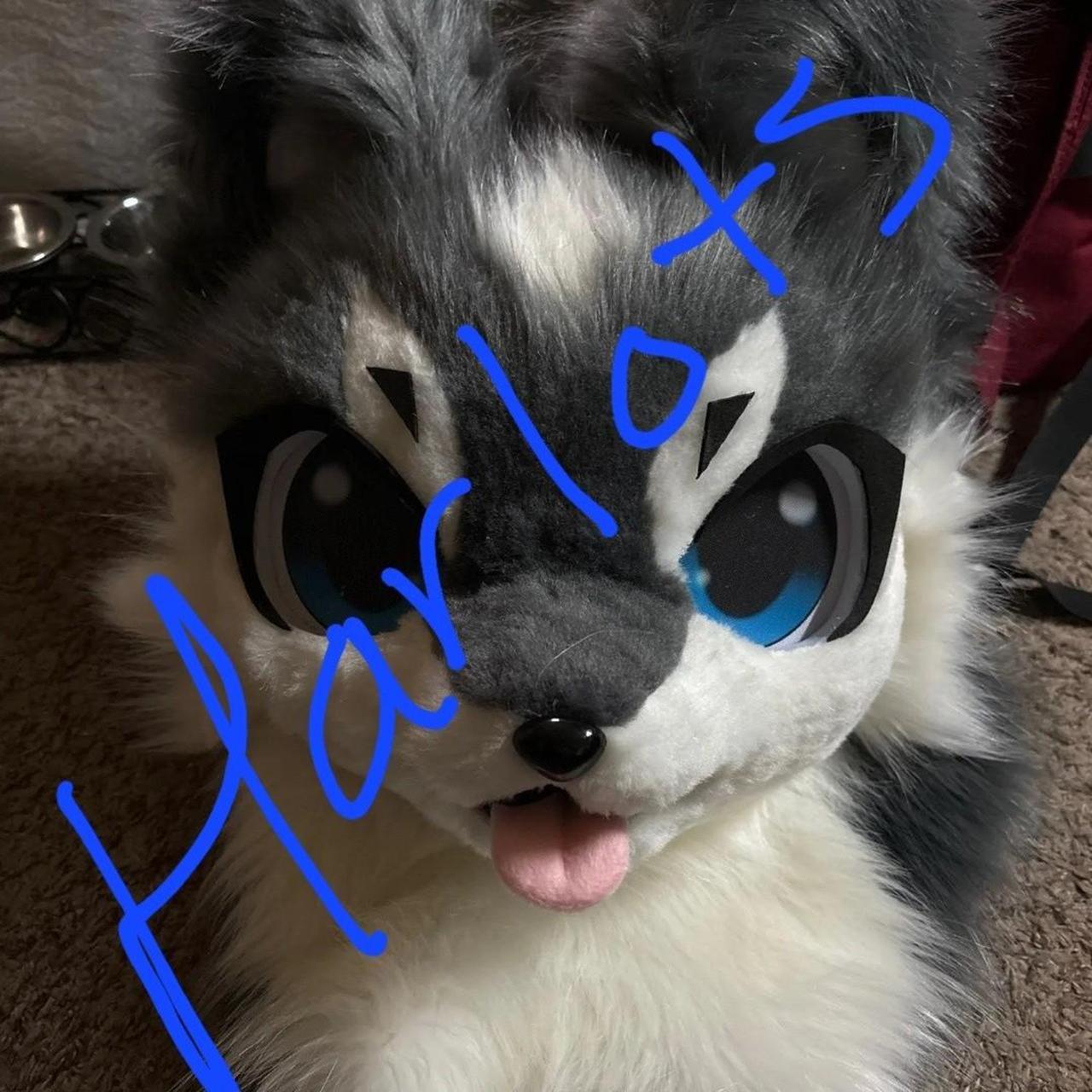 Gray kemono fursuit head can add paws for $75 DM... - Depop