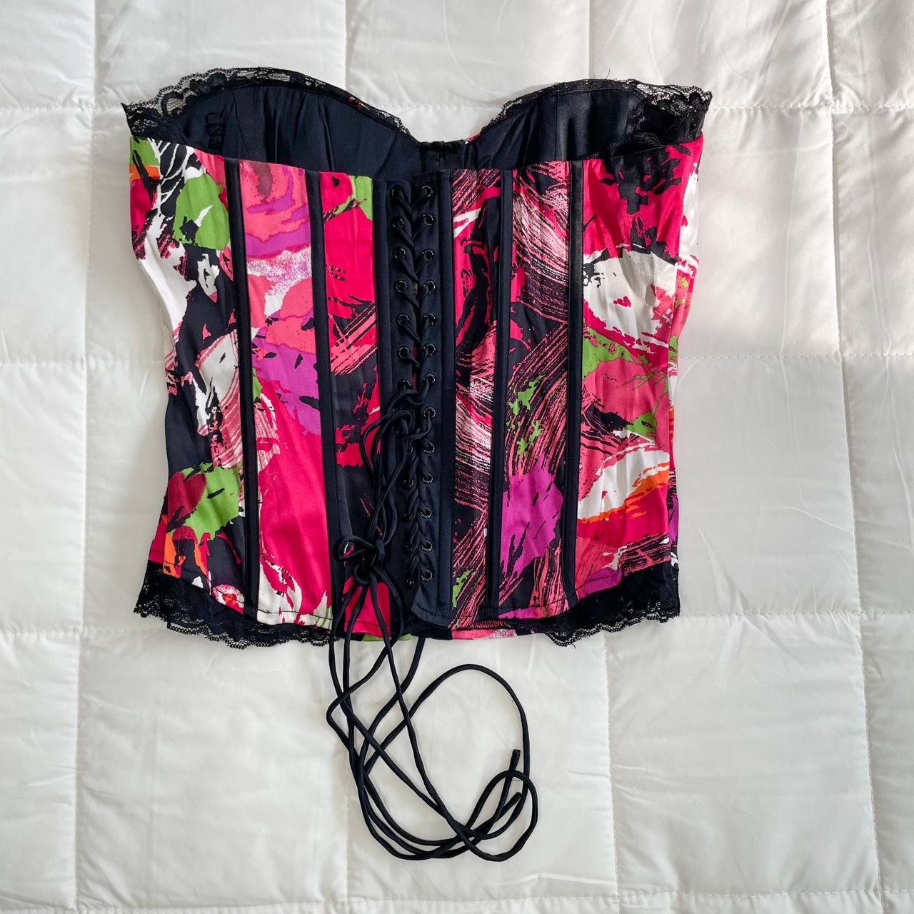 💋💄 Bebe Silk Corset Top 💄💋 - size XS - front hook... - Depop