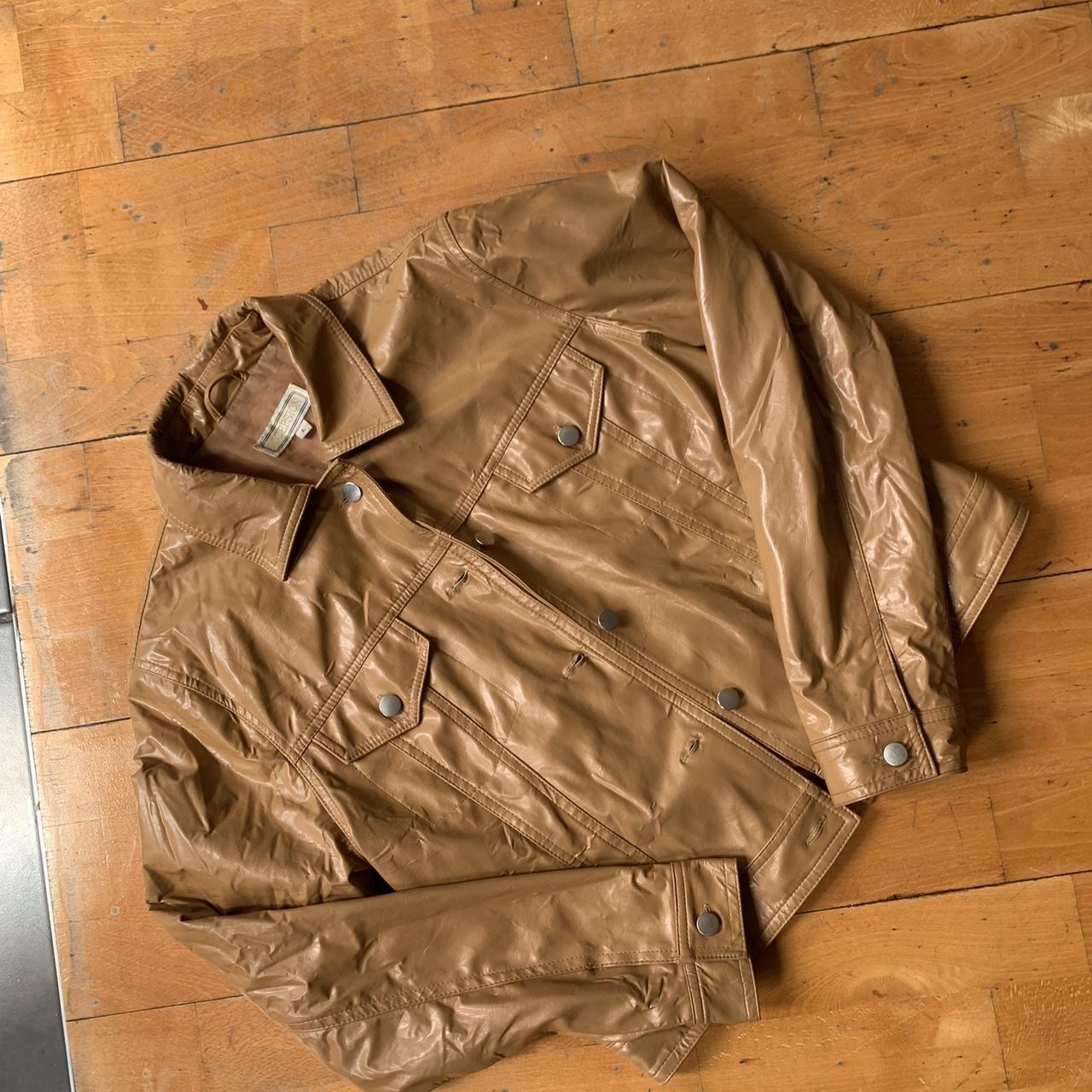 Shiny Brown Button up Jacket womens 6-8 Or S.... - Depop