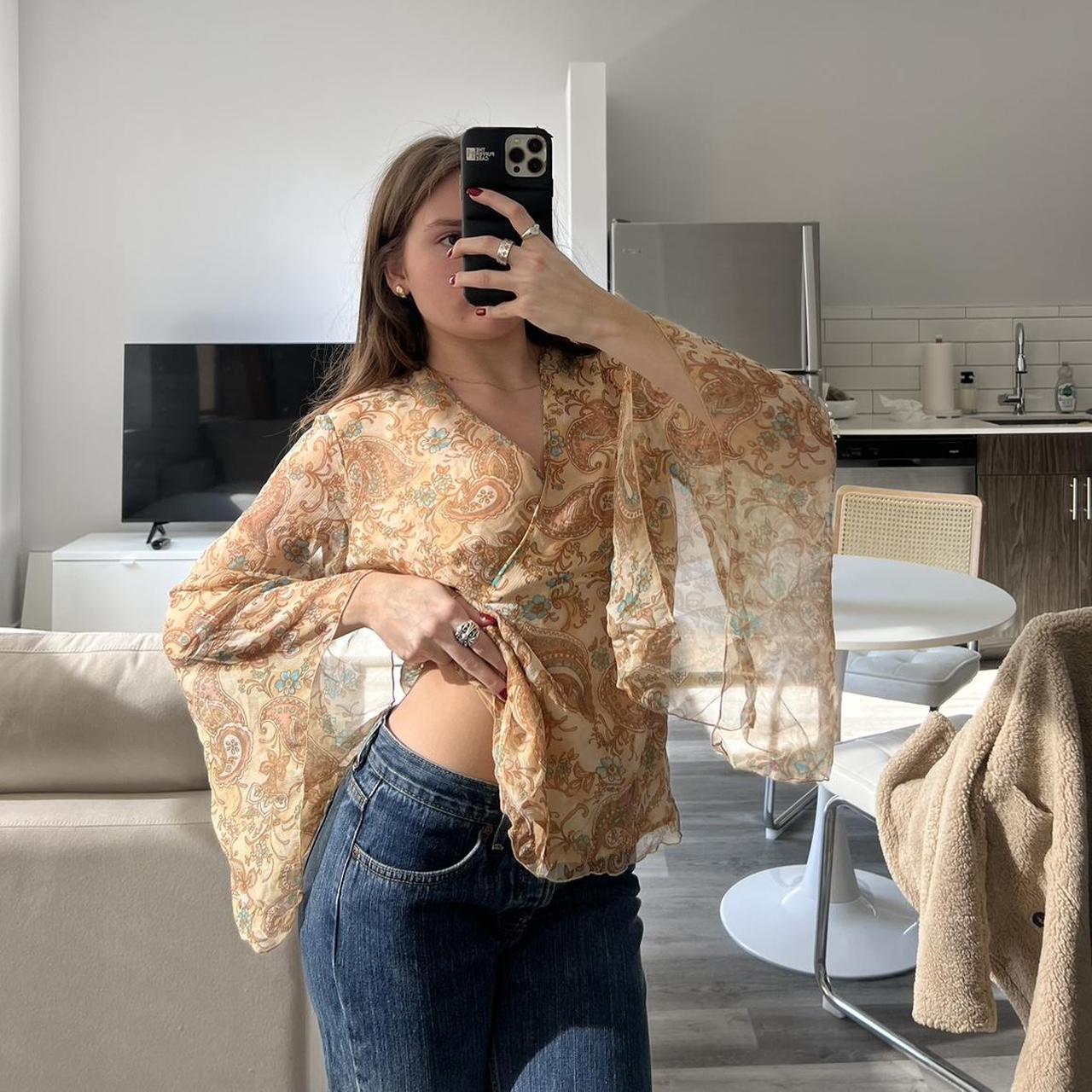 the coolest early 2000s vintage Paisley top with... - Depop