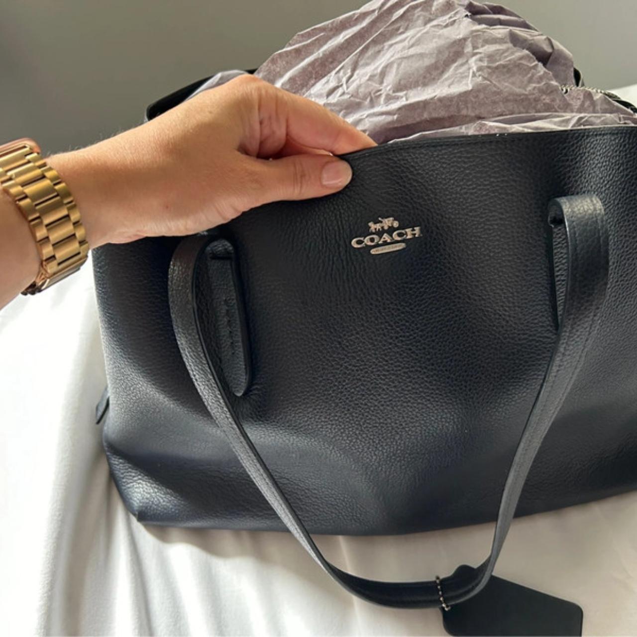 Coach navy leather tote bag Big enough for a laptop,... - Depop