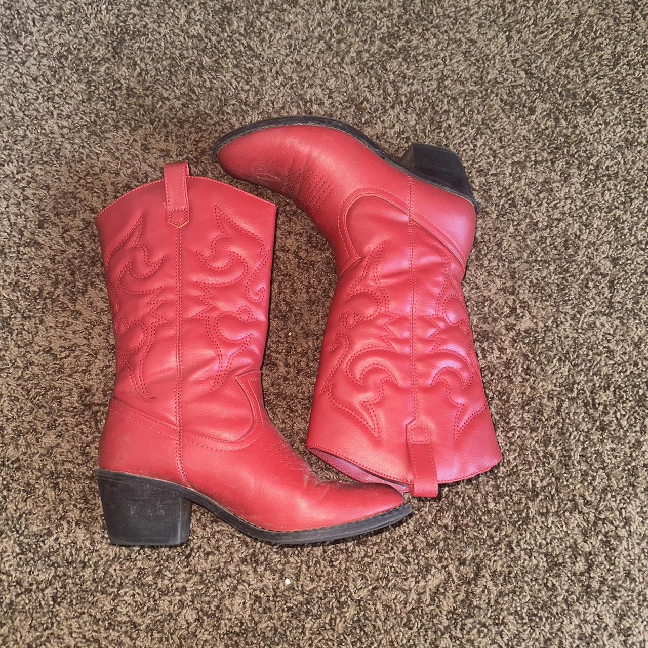 🍒RED COWGIRL BOOTS🍒 - Size 6 Round/ Pointed Toe -... - Depop