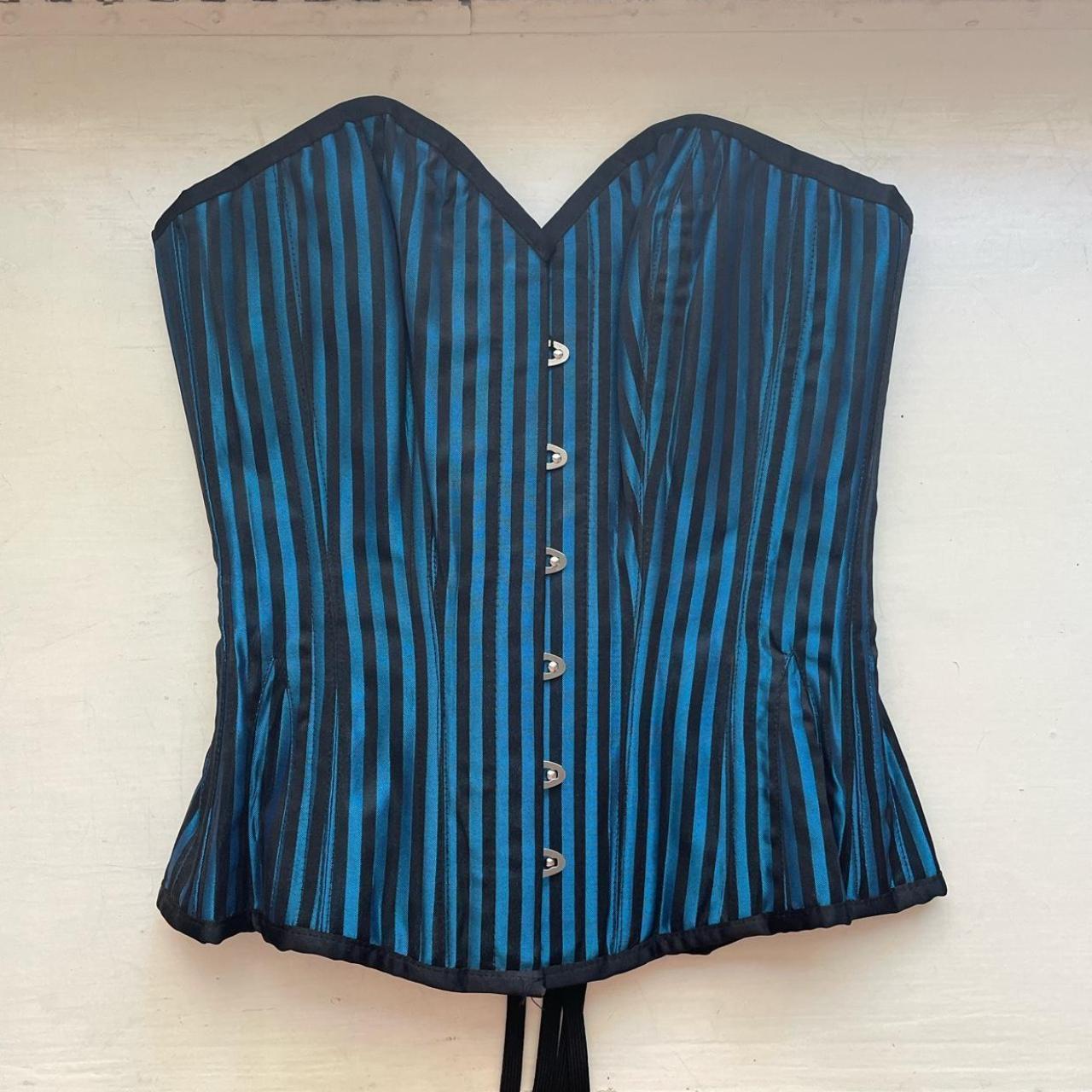 Deadstock Witchy Blue & Black Striped Corset Price... - Depop