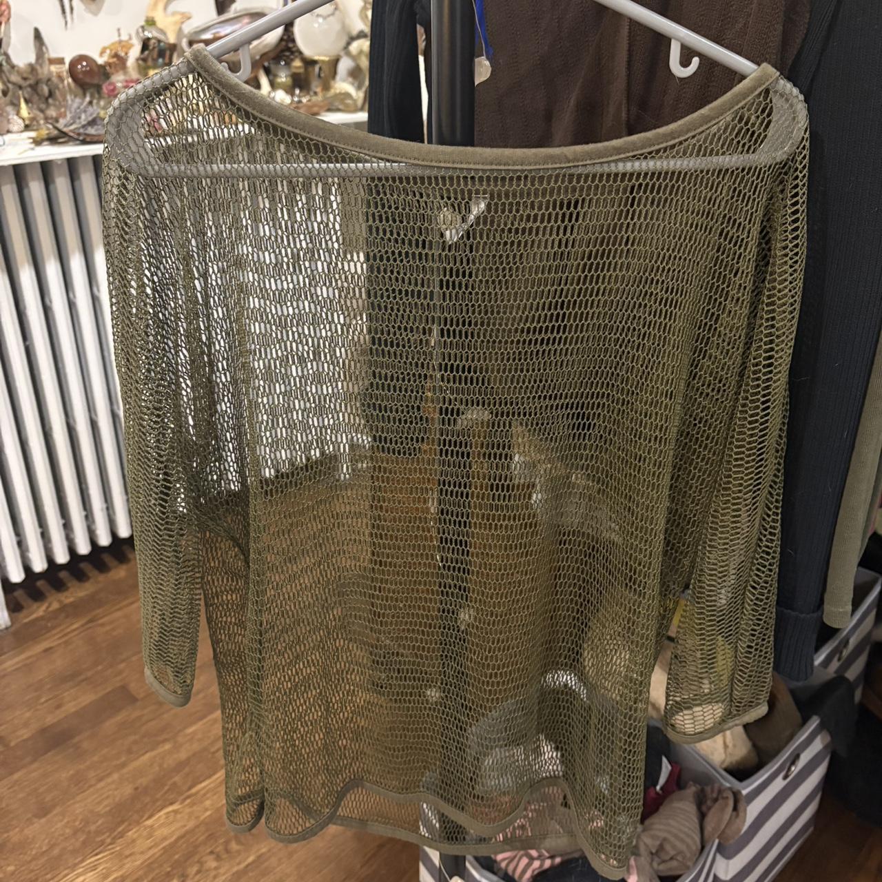 green mesh top with a boho grunge vibe it says an xl... - Depop