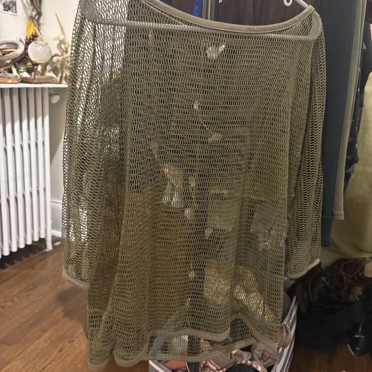 green mesh top with a boho grunge vibe it says an xl... - Depop
