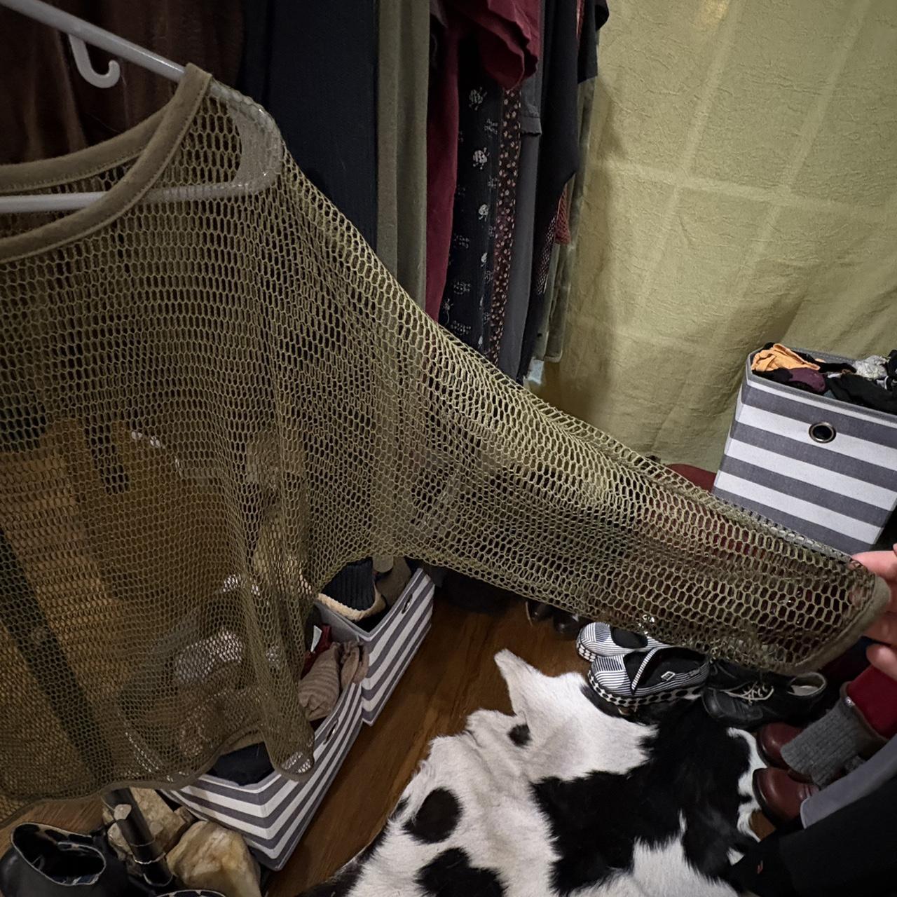 green mesh top with a boho grunge vibe it says an xl... - Depop