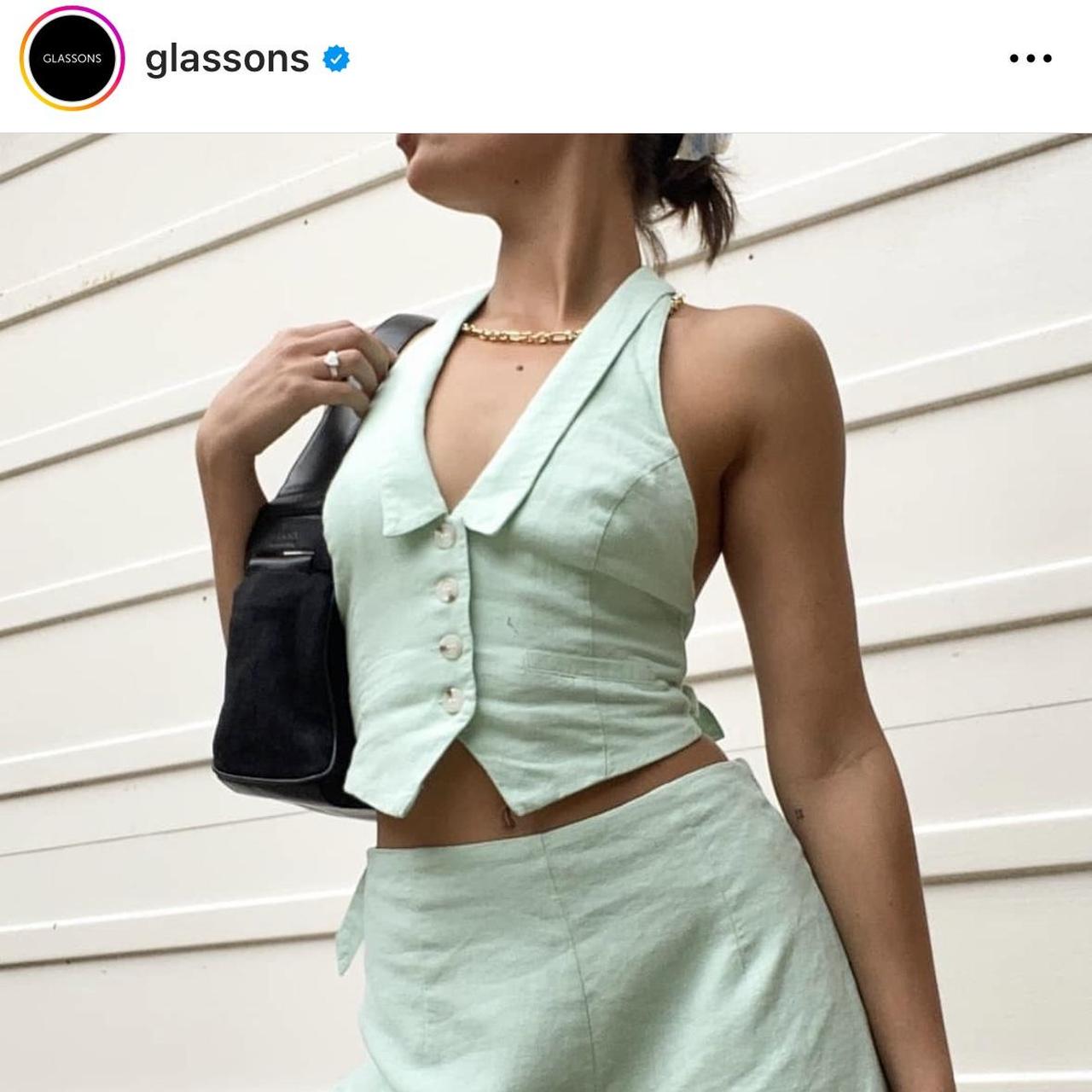 Glassons linen blend vest top in pistachio Ties... - Depop