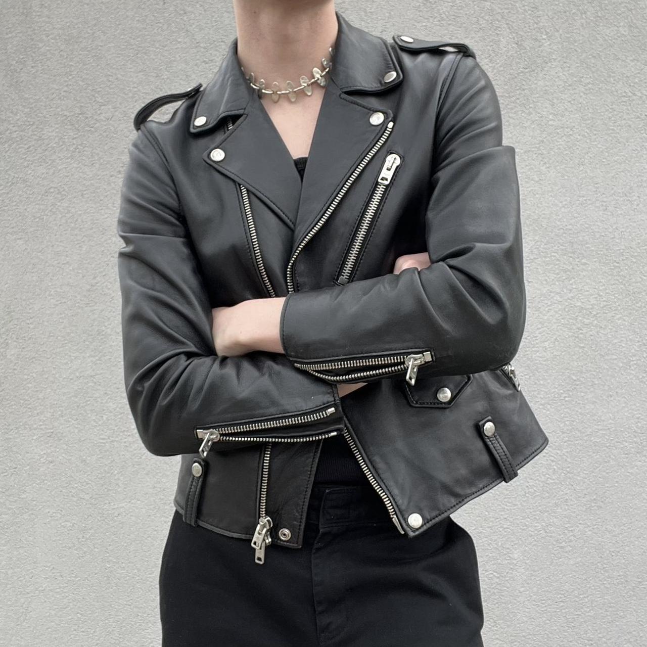 coach biker leather jacket!!! well loved but still... - Depop