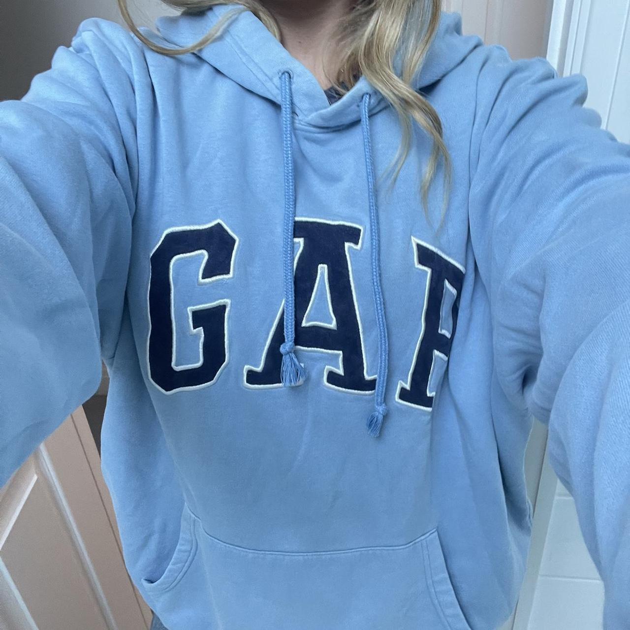 light blue gap hoodie super comfy oversized... - Depop