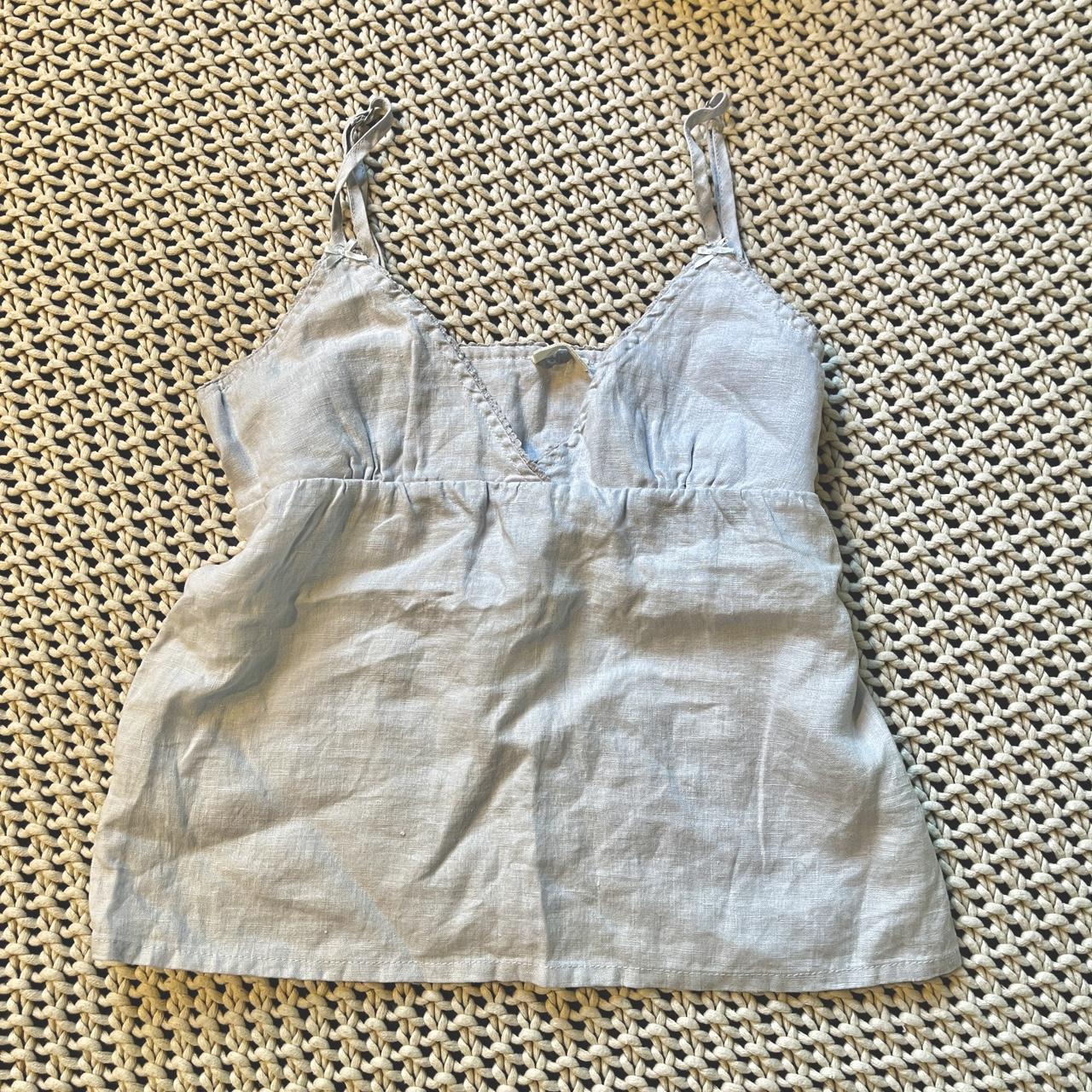 brandy melville edith linen tank size s-m perfect... - Depop