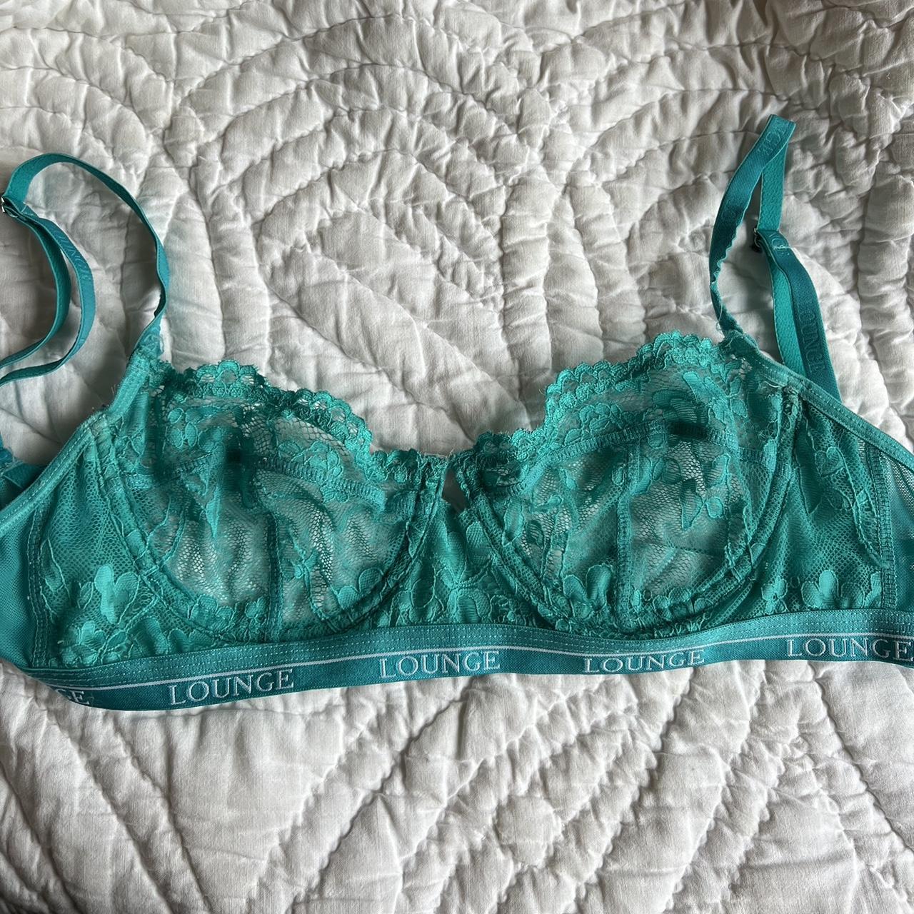 Teal coloured ‘Lounge’ lace bralette Underwire &... - Depop