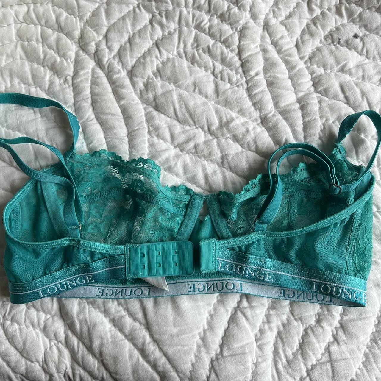 Teal coloured ‘Lounge’ lace bralette Underwire &... - Depop