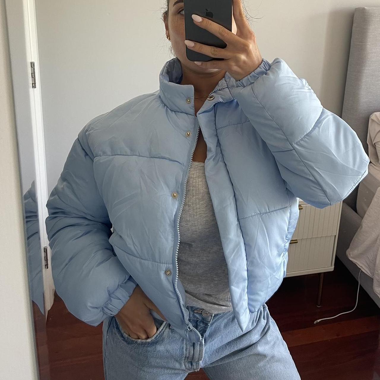 Selling baby blue puffer ! Worn maybe once xx size... | Depop
