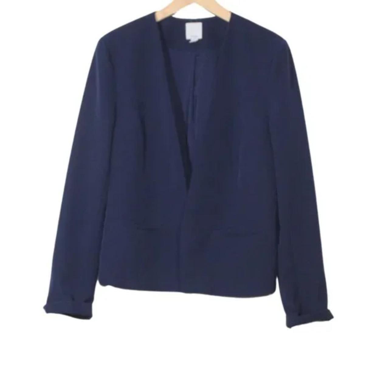 Halogen womens blazer size L navy open front long... - Depop