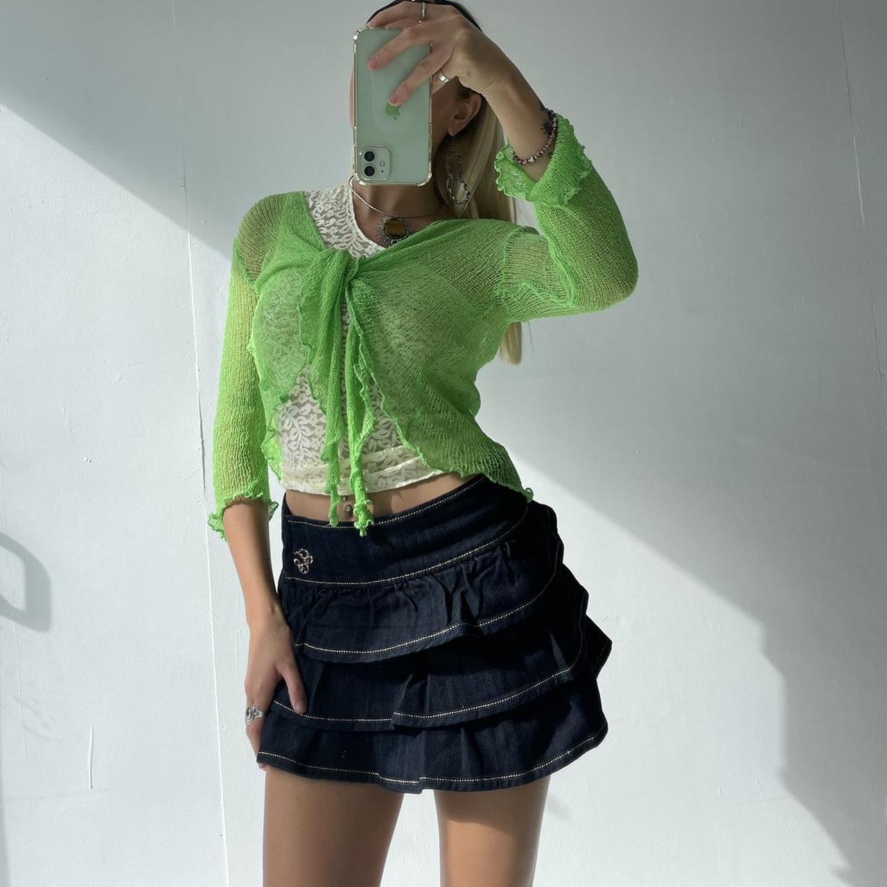 Vintage y2k micro mesh top Tie up top Size S/M... - Depop