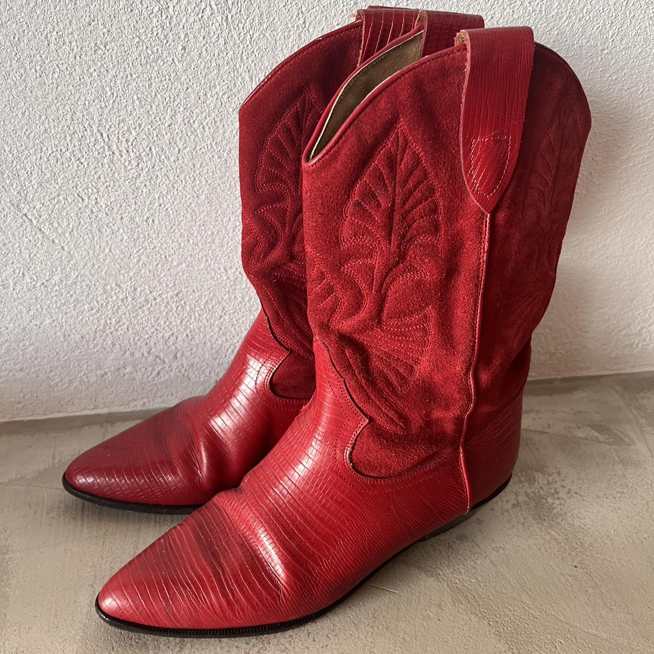 Red cowboy boots 👢 ️ Size 6/7 - room for movement... - Depop