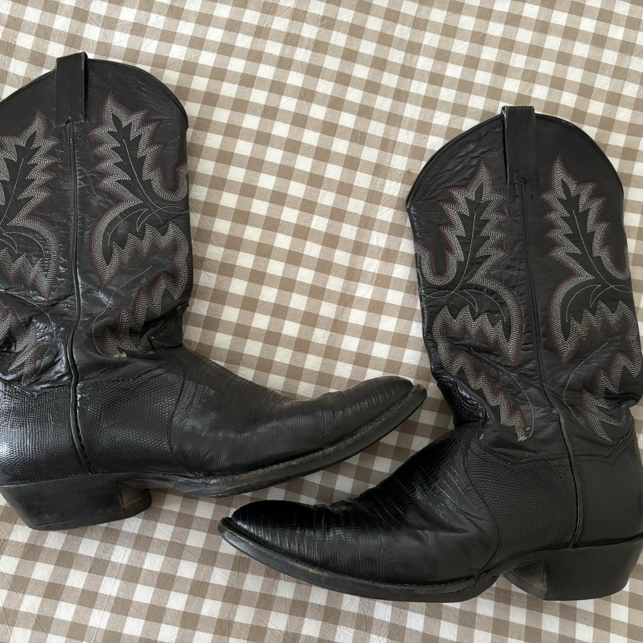 Vintage black Panhandle Slim boots Size 9.5 - Depop