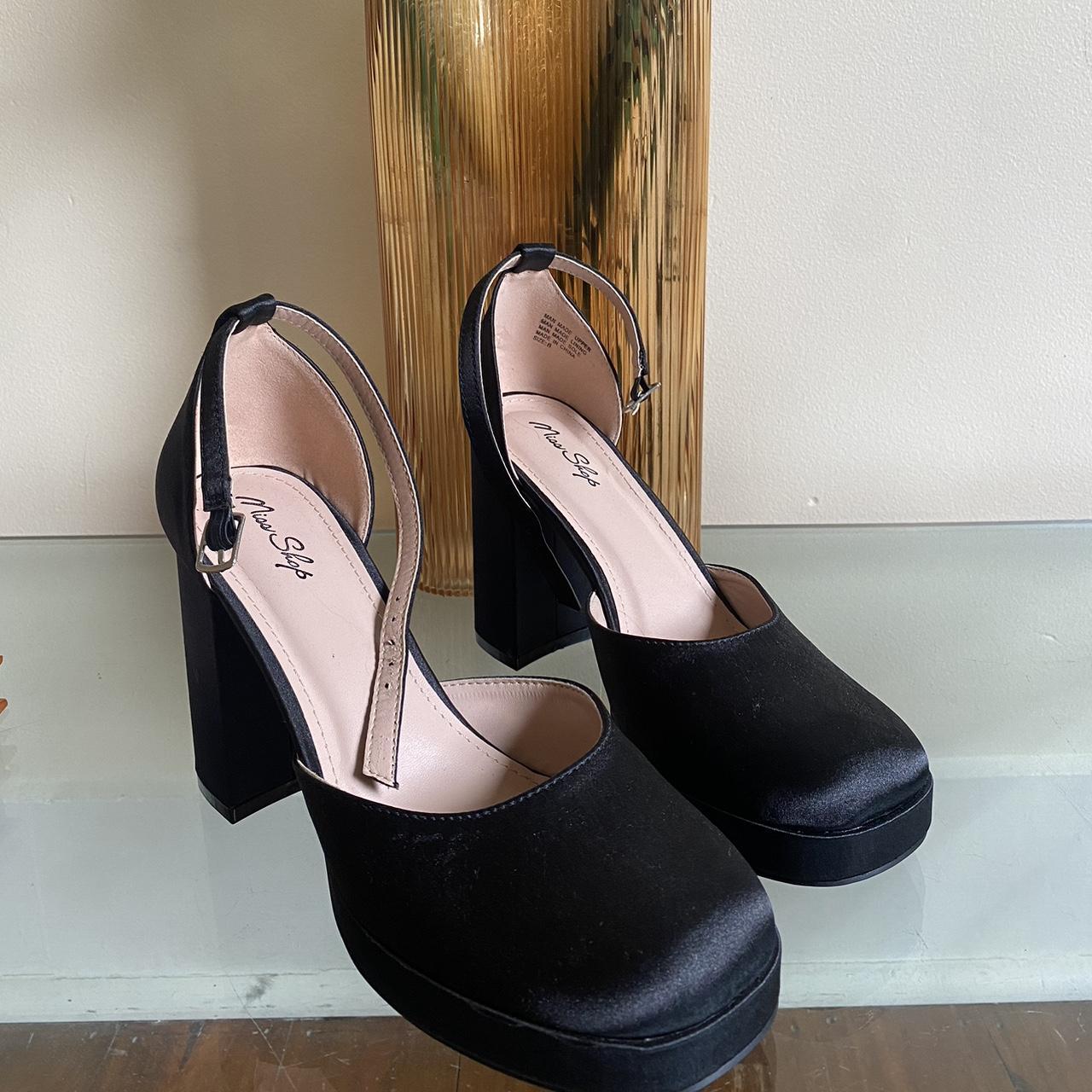Platform covered toe satin heels Brand new. Size... - Depop