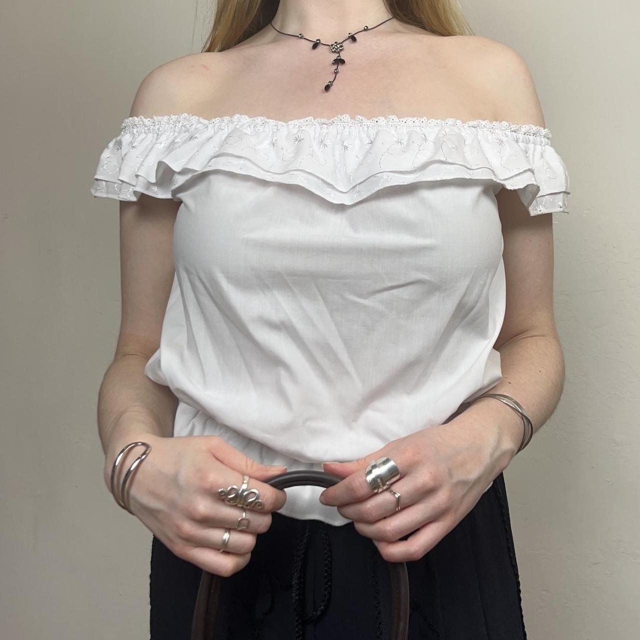 90s White Milkmaid Top 🤍 True 90s white milkmaid... - Depop