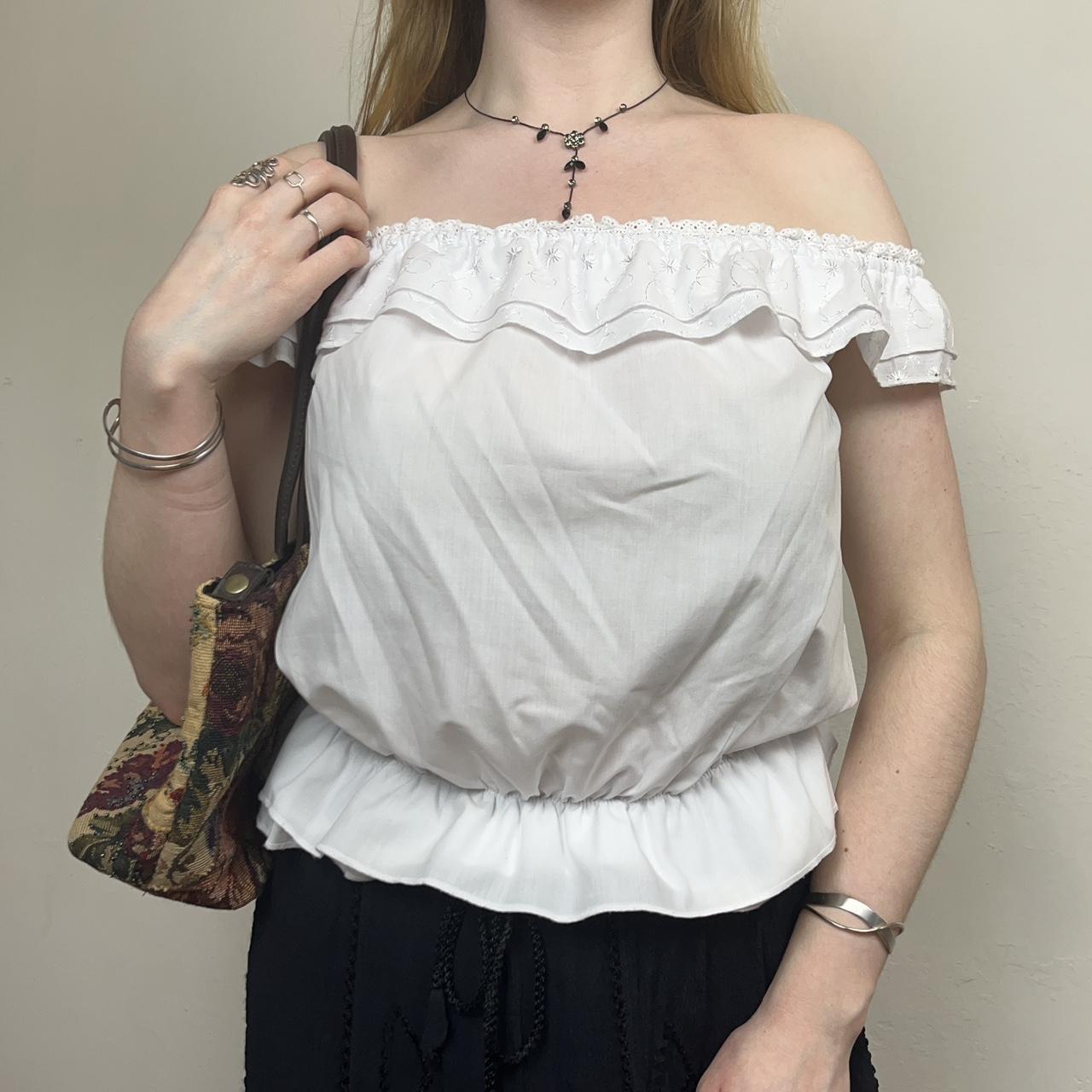 90s White Milkmaid Top 🤍 True 90s white milkmaid... - Depop