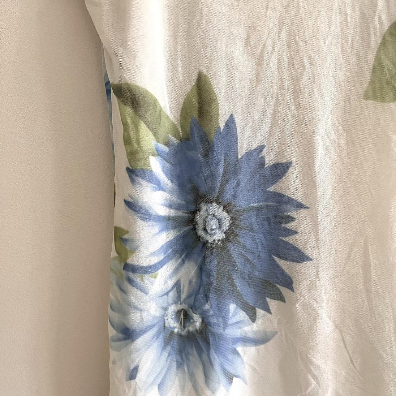 VAMP White summer mini dress with beautiful blue... - Depop