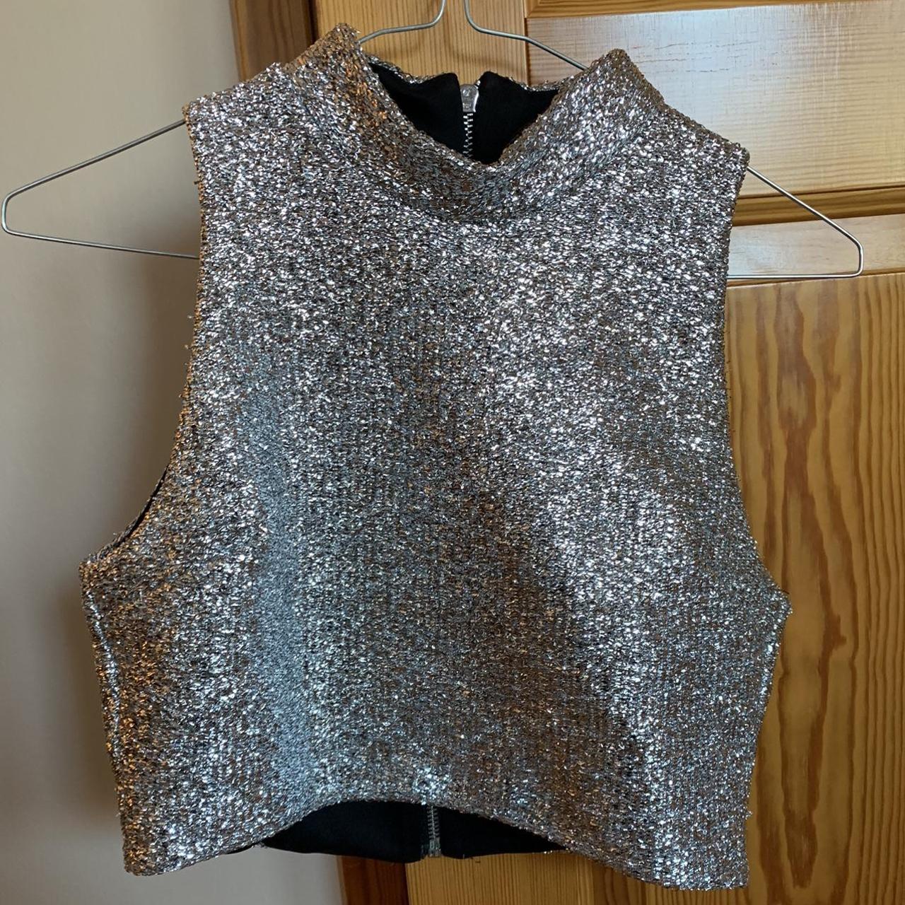 Jaded London Women's Silver Crop-top | Depop