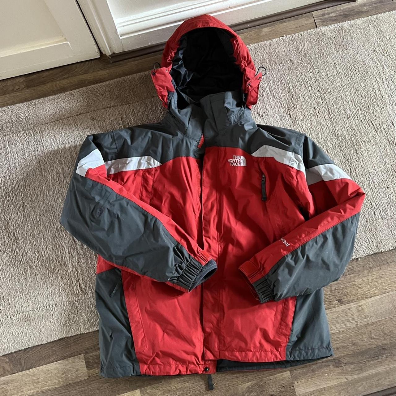 Red and grey THE NORTH FACE jacket Perfect... - Depop