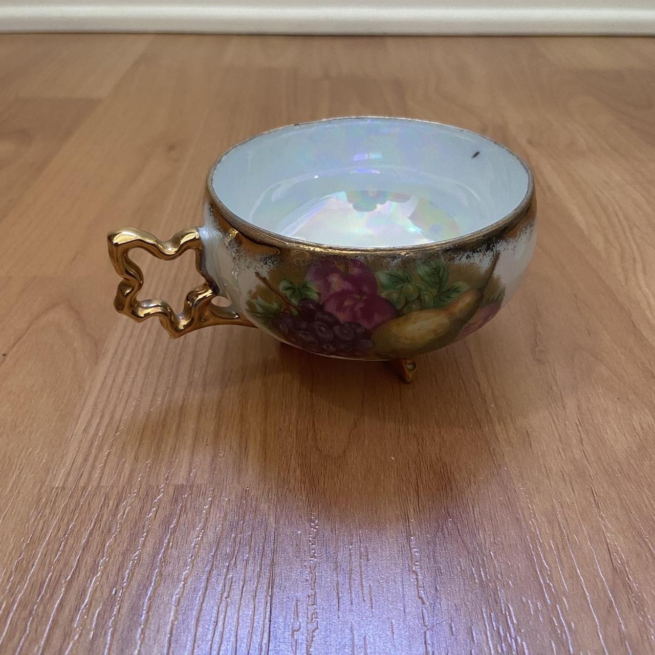 Vintage Iridescent Fruit Three Footed Tea Cup Sealy... - Depop