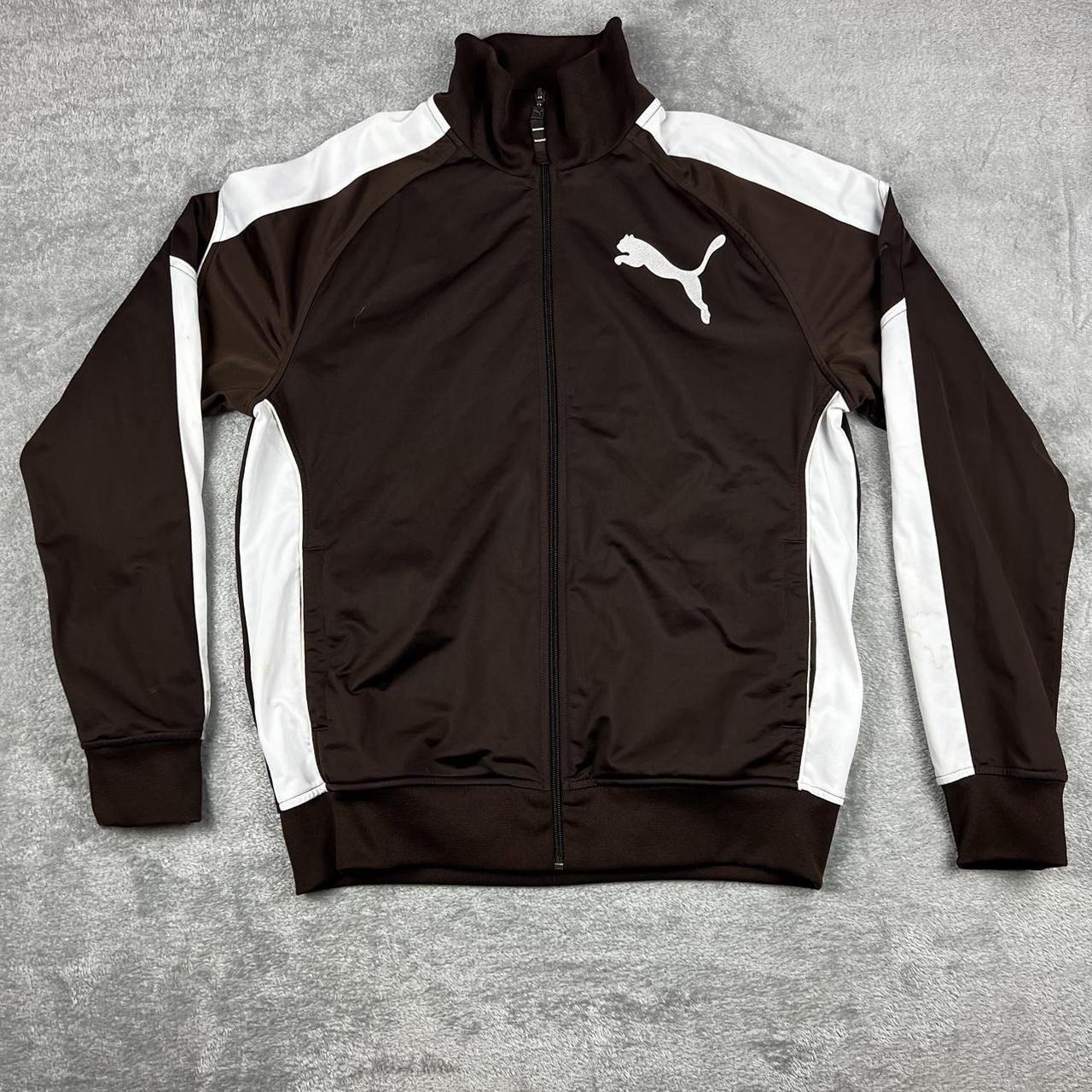 Puma brown and white track jacket. Some... - Depop