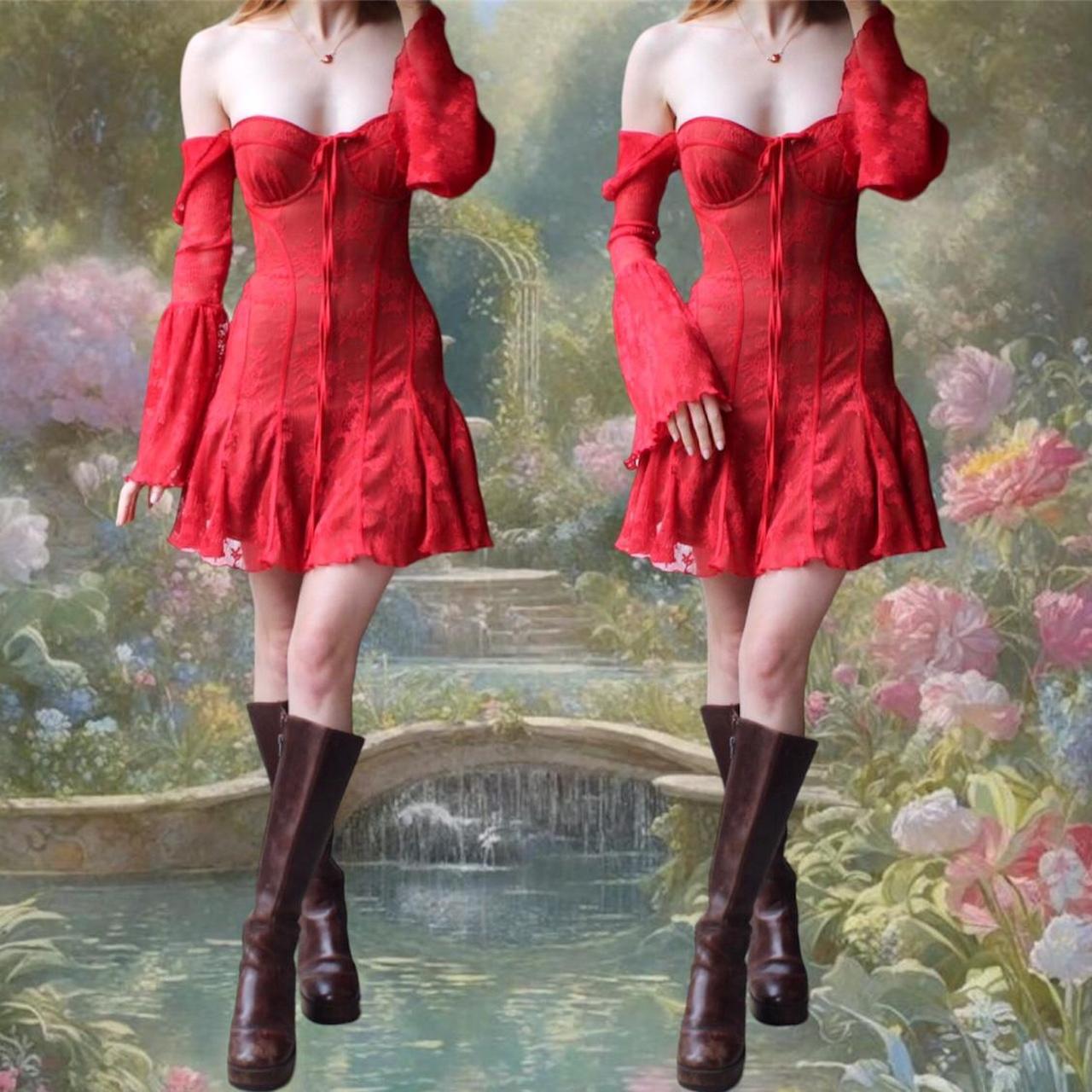 House of CB Analissa dress 🍒 flirty romantic cherry... - Depop