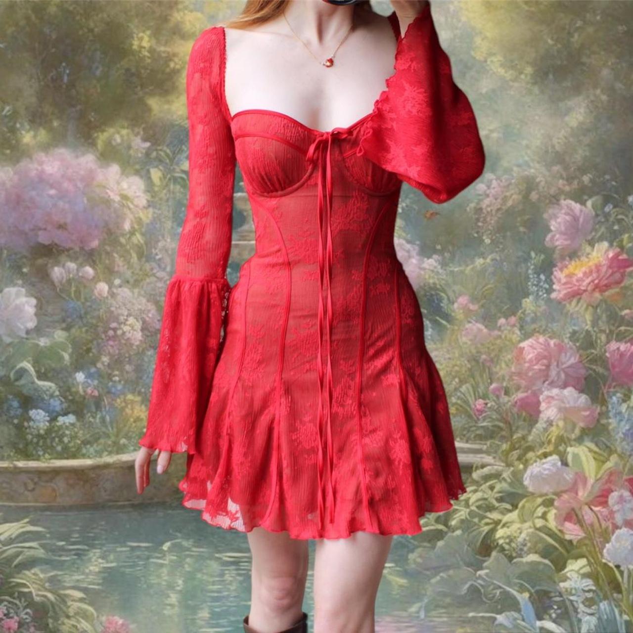 House of CB Analissa dress 🍒 flirty romantic cherry... - Depop