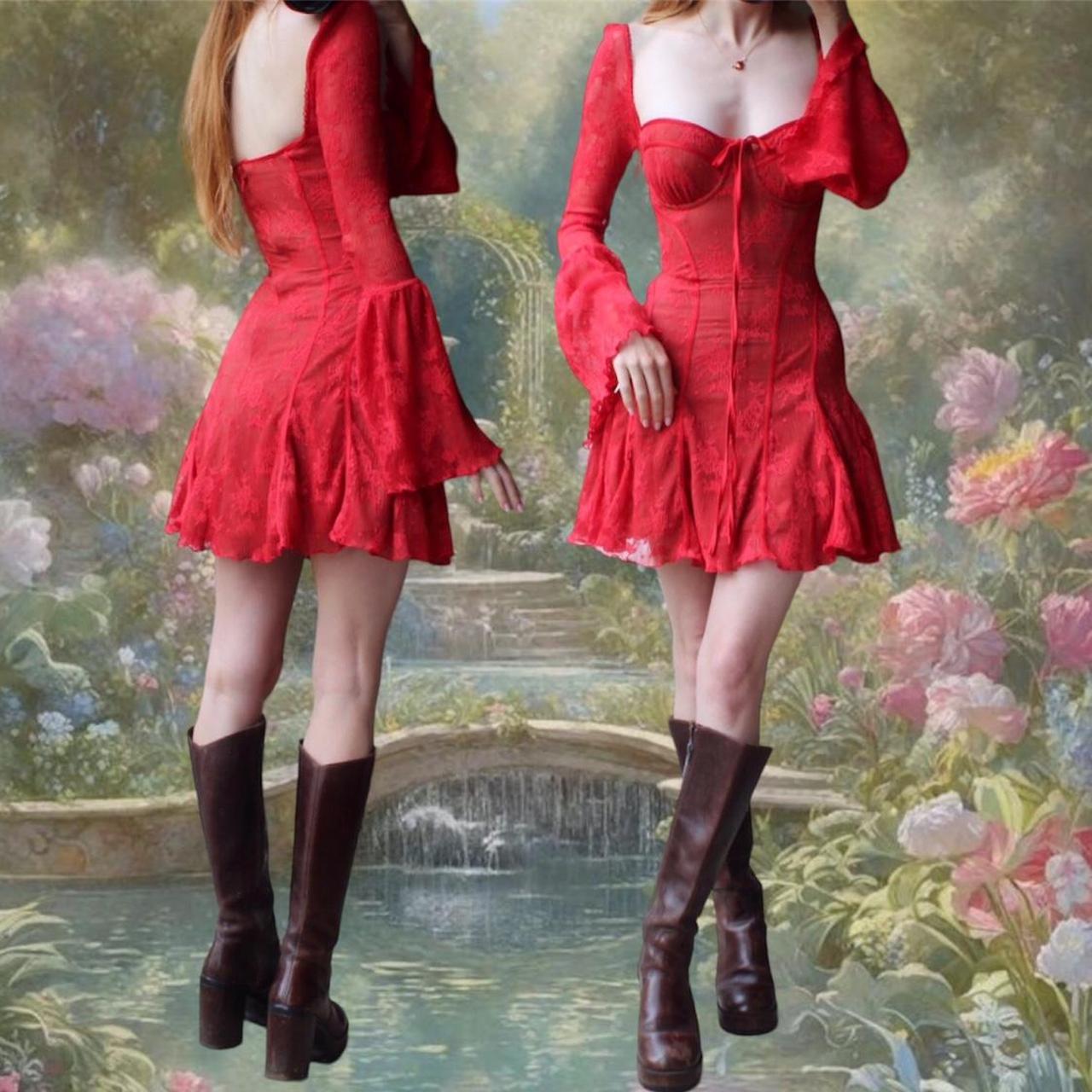 House of CB Analissa dress 🍒 flirty romantic cherry... - Depop