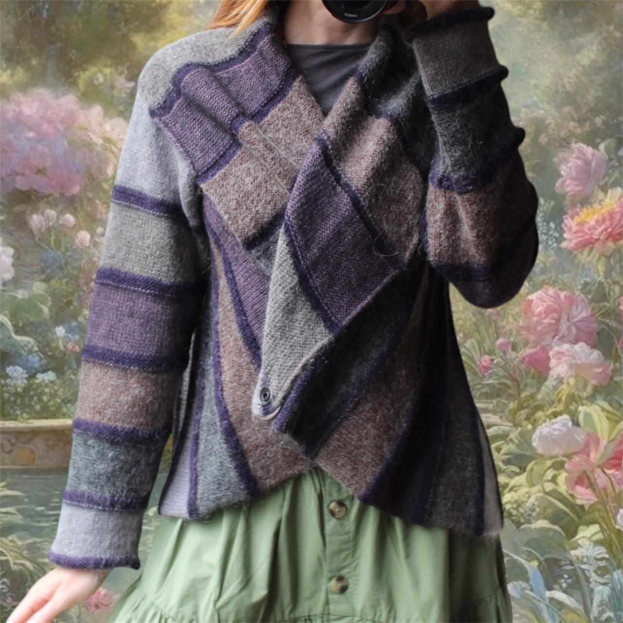 Whimsical mohair blend cardigan 🍂 00s witchy purple... - Depop