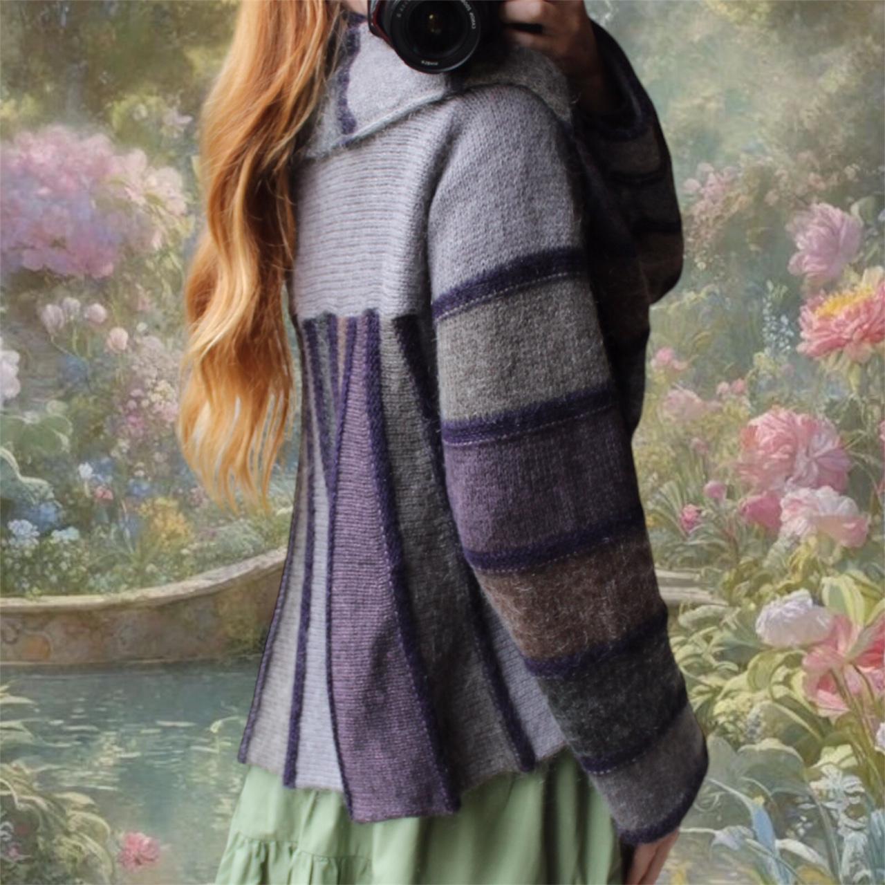 Whimsical mohair blend cardigan 🍂 00s witchy purple... - Depop