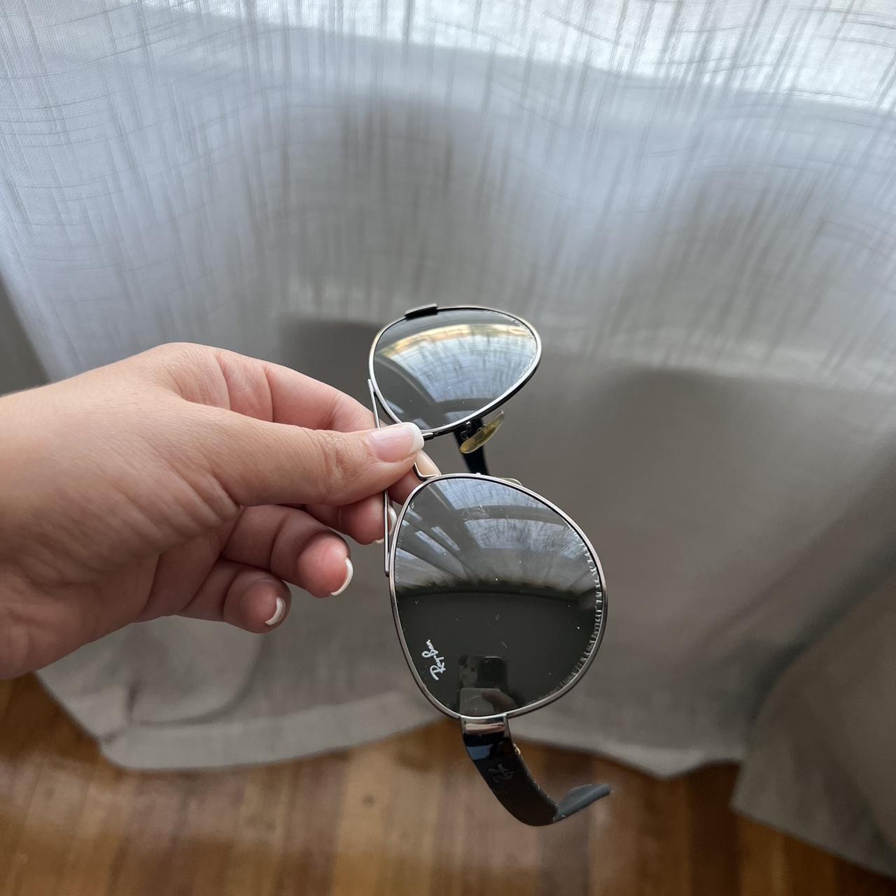 Ray-Ban Women's Black and Silver Sunglasses | Depop