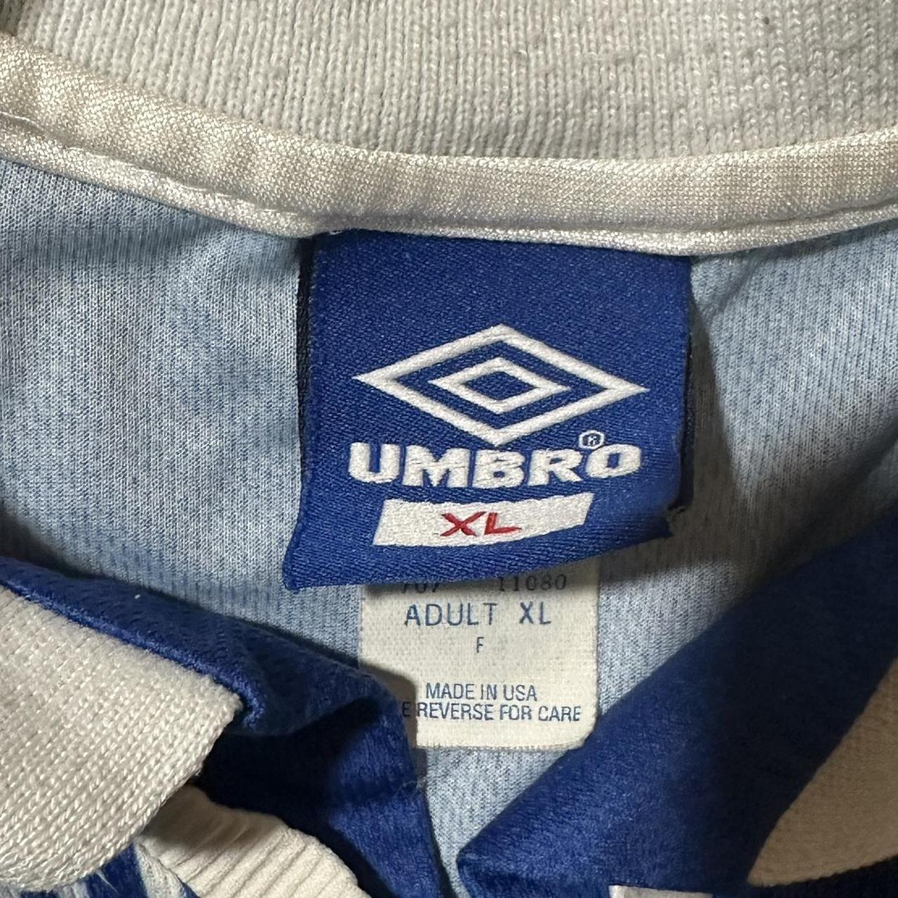 Umbro Men's Blue and White Shirt | Depop