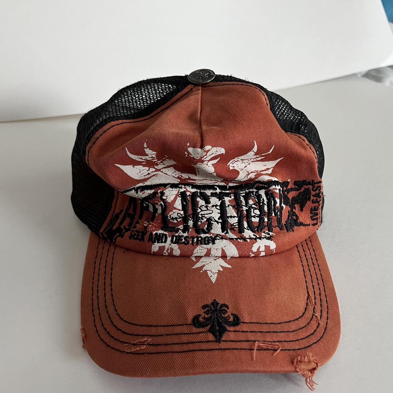 Affliction Hat Seek and Destroy Live Fast Orange... - Depop