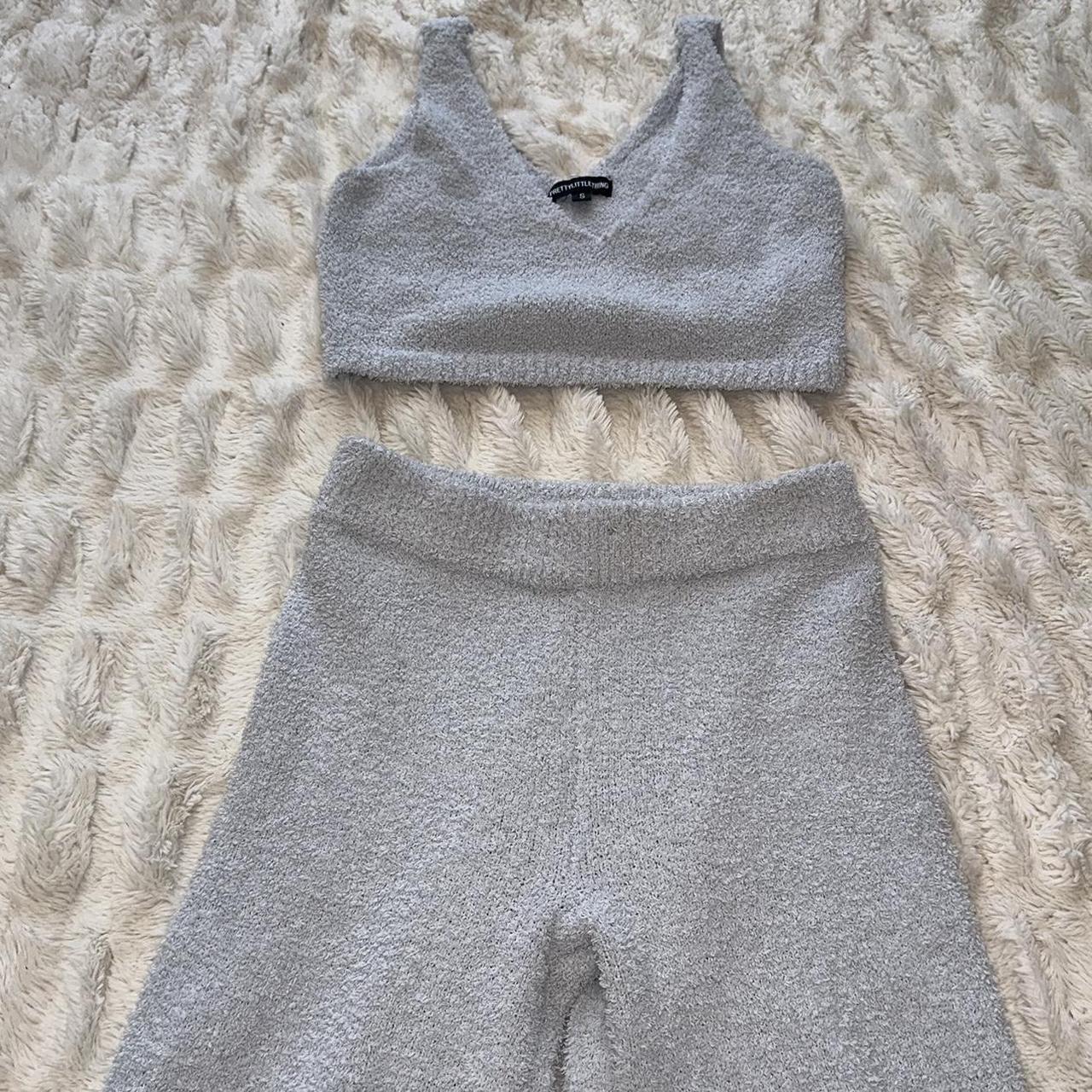 Baby blue PLT soft popcorn fluffy flare co... - Depop
