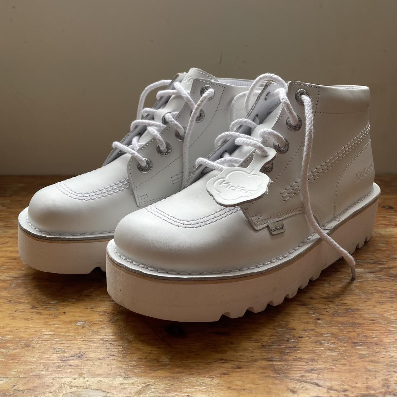 Kickers Women's White Boots | Depop