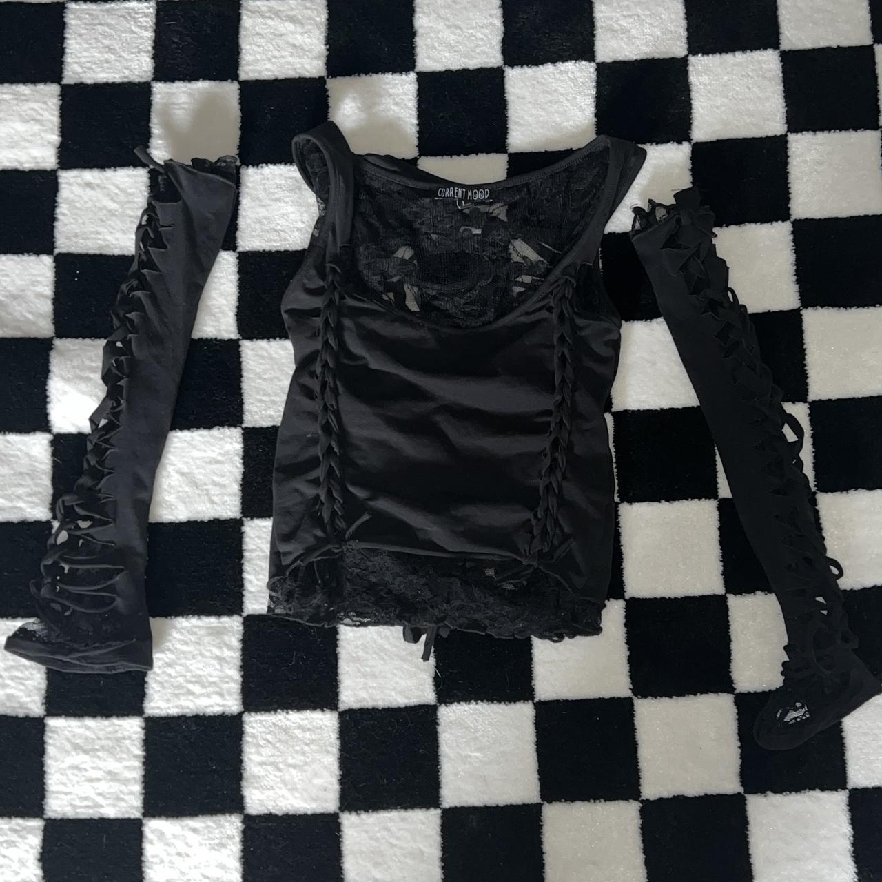 dolls kill current mood lacey tank top with arm... - Depop