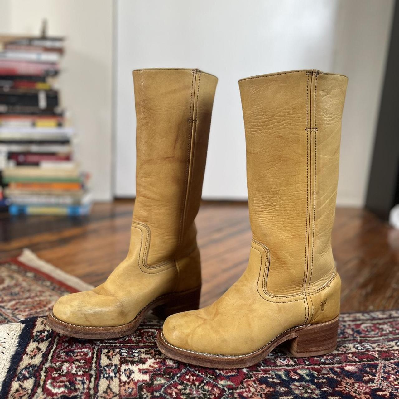 Frye Women's Yellow and Gold Boots | Depop