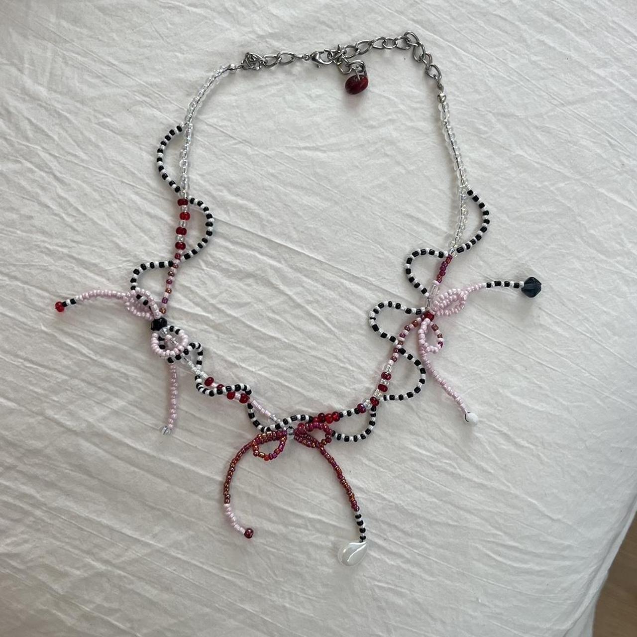adorable, handmade beaded bow necklace! This is so... - Depop