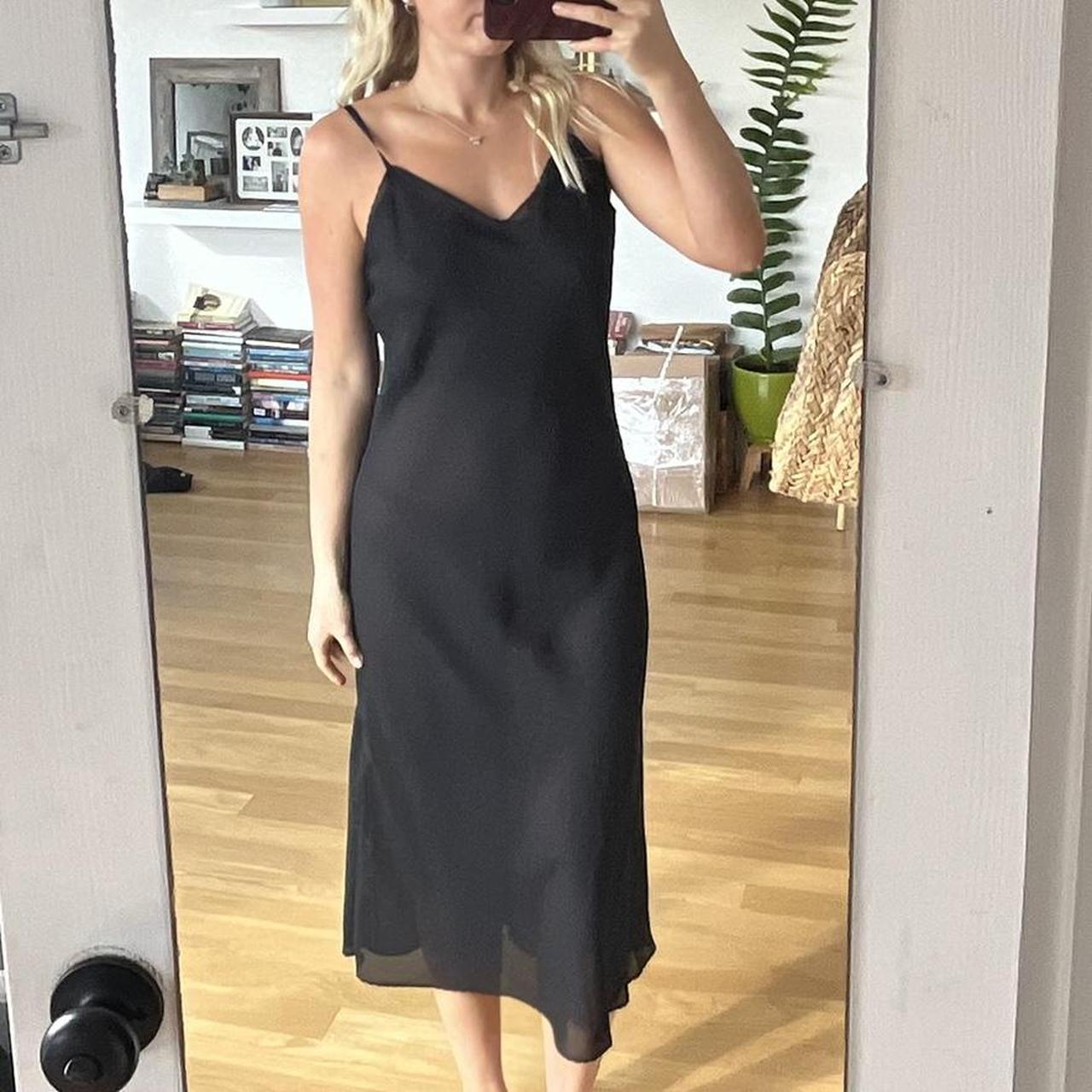 Super cute, classic black, sheer slip! This long,... - Depop