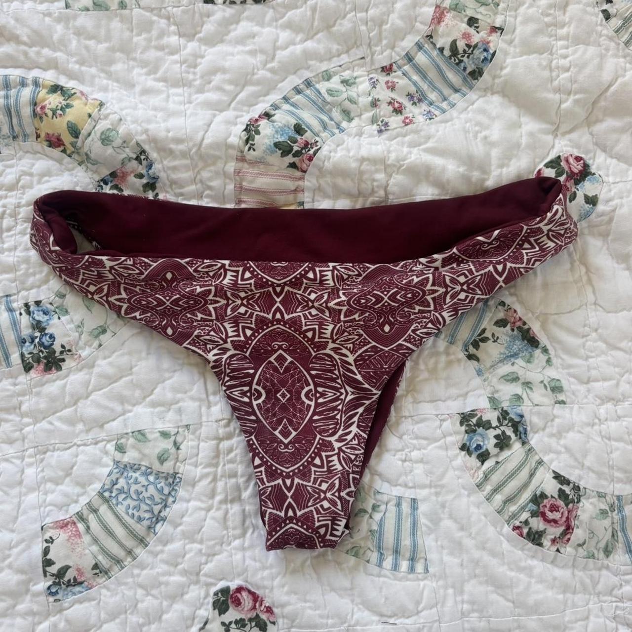 Super cute burgundy cheeky bikini bottom! these... | Depop