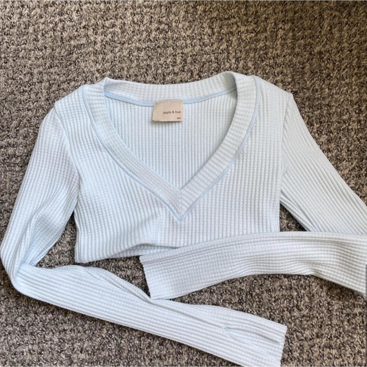 Staple & Hue Piper Crop Top Powder Blue Brand new... - Depop