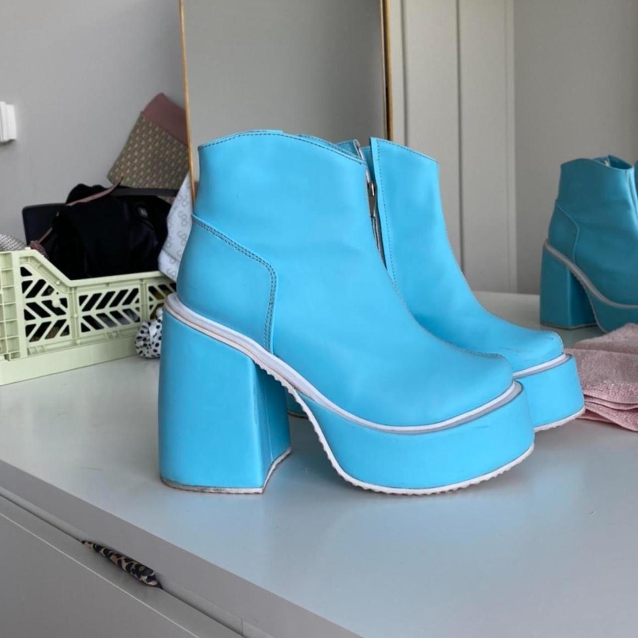 Blue platform boots 🦋💙 boots have groovy girl... - Depop