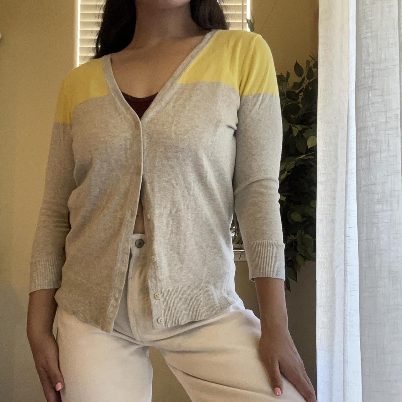 Grey & Yellow Cardi Size: XL (fits like L) No... - Depop