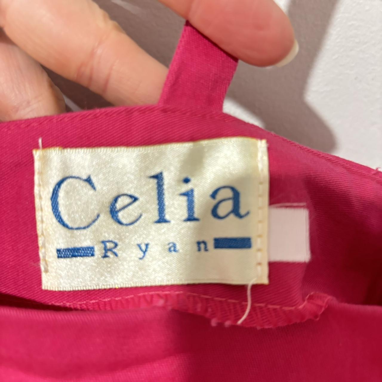 Vintage hot pink square neck top with back... - Depop