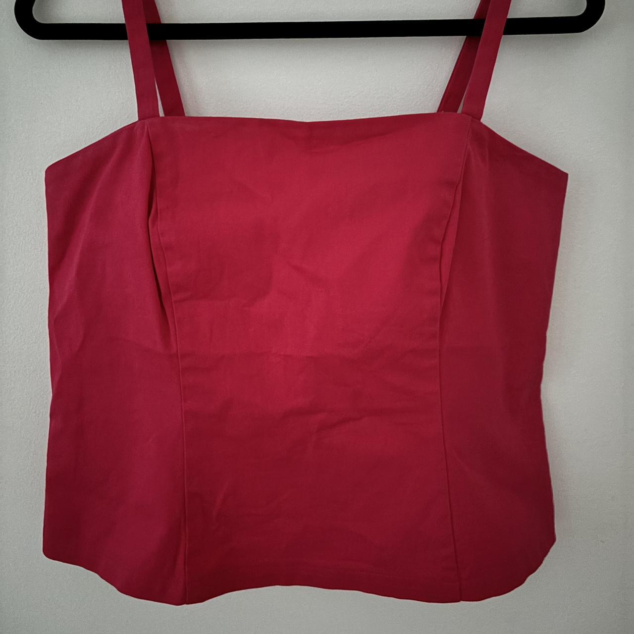 Vintage hot pink square neck top with back... - Depop