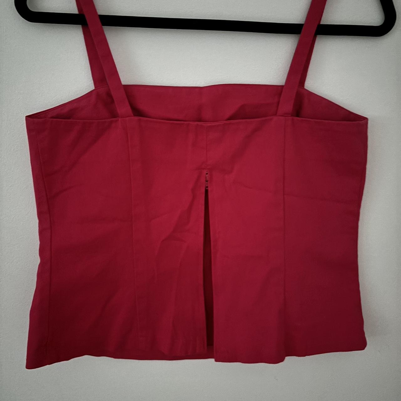 Vintage hot pink square neck top with back... - Depop